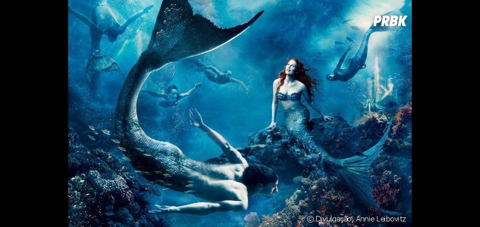 Julianne Moore como Ariel e Michael Phelps como Tritão da Pequena Sereia - Purebreak